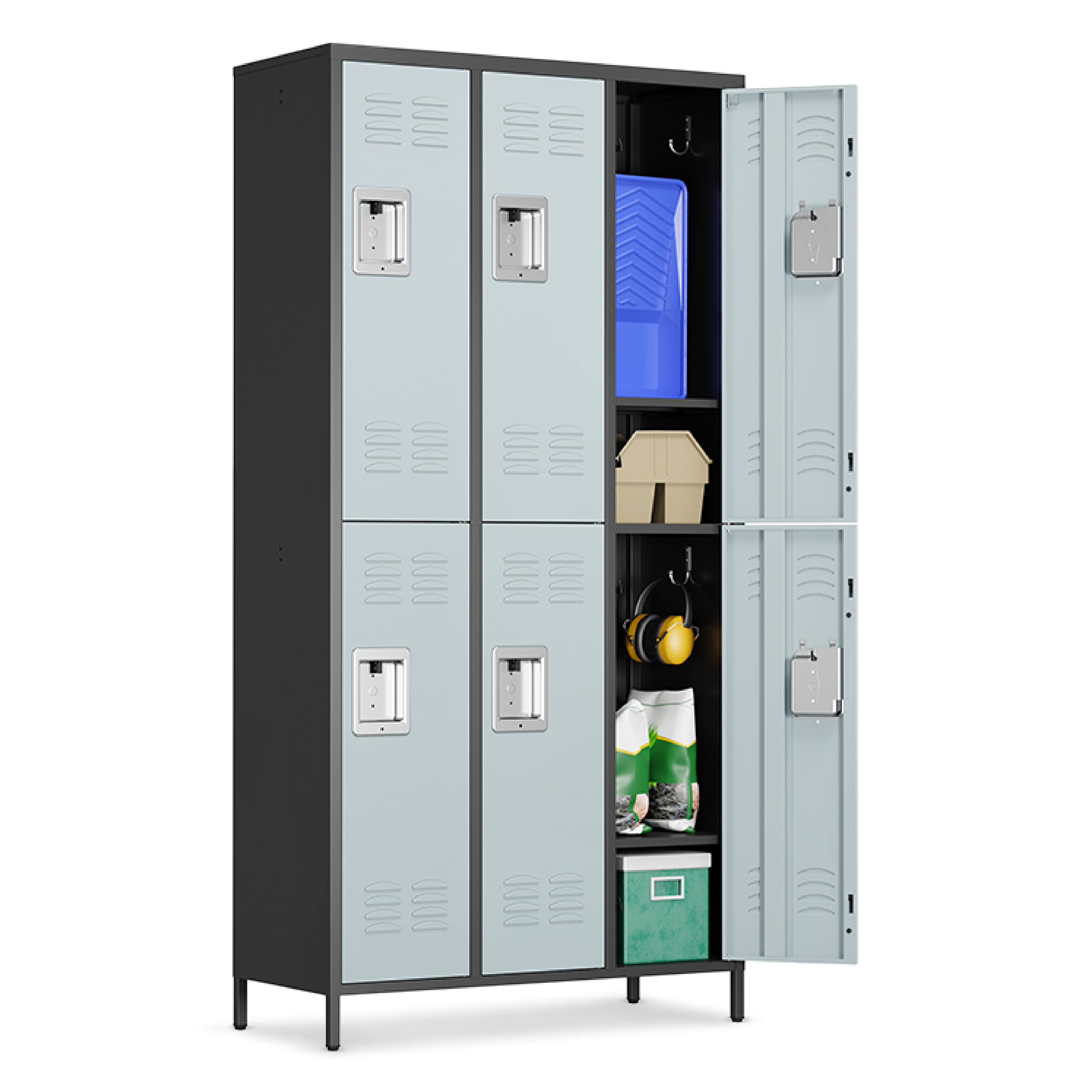 Six-Locker Storage Cabinet | Metal Team Locker for Warehouse, School ...